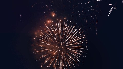 Real Fireworks Explosion On Smoke Foggy Stock Footage Video (100% ...