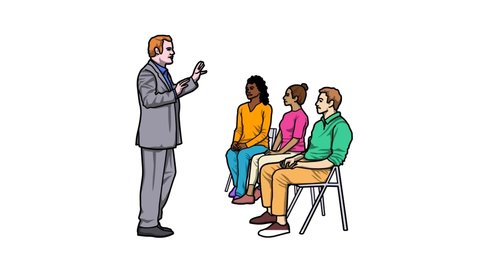 Professor Giving Lecture Students Sketch 2d Stock Footage Video (100% ...