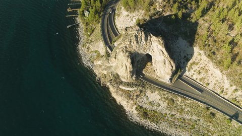 Aerial Cave Rock Tunnel Along Eastern Stock Footage Video (100% Royalty ...