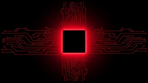 Animated Glowing Red Color Motherboard Circuit Stock Footage Video (100 ...