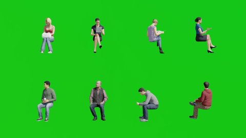 3d People Sitting On Green Screen Stock Footage Video (100% Royalty ...