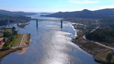 Railway Bridge Over Ulla River Trees Stock Footage Video (100% Royalty ...
