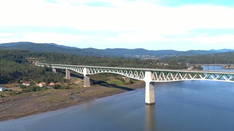 Railway Bridge Over Ulla River Village Stock Footage Video (100% ...