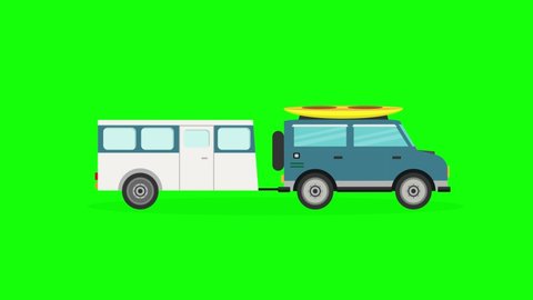 Caravan Car Animation Carrying Surfboard While Stock Footage Video (100 ...