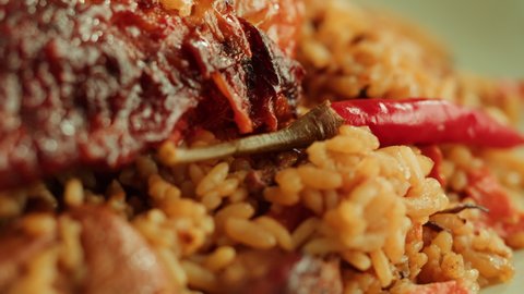 Kabsa Closeup Rice Meat Dish Saudi Stock Footage Video (100% Royalty ...