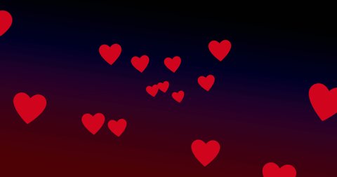 Animation Red Hearts Floating On Red Stock Footage Video (100% Royalty ...