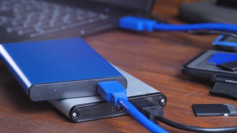 How Connect External Hard Drive Laptop Stock Footage Video (100% ...