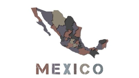 Mexico Map Paper Regions Animated Country Stock Footage Video (100% ...