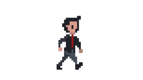 Pixel Art Walk Cycle Animation Male Stock Footage Video (100% Royalty ...