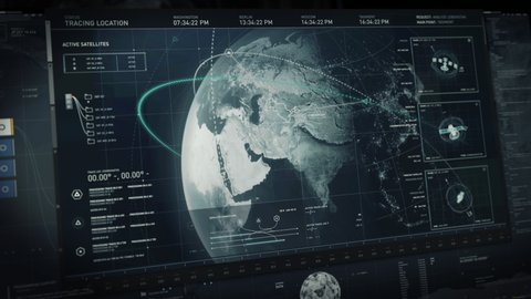 Futuristic Spying Mission Global Digital Map Stock Footage Video (100% ...