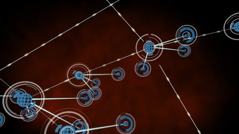 Animation Network Digital Icons Against Red Stock Footage Video (100% ...