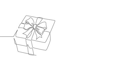 Animation Image Drawn Continuous Line Gift Stock Footage Video (100% ...