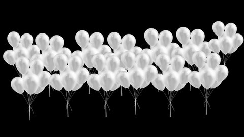 Shiny White Balloons Animation Black Background Stock Footage Video ...