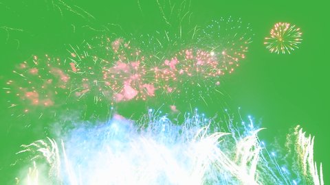 Abstract Firework On Green Chroma Key Stock Footage Video (100% Royalty ...