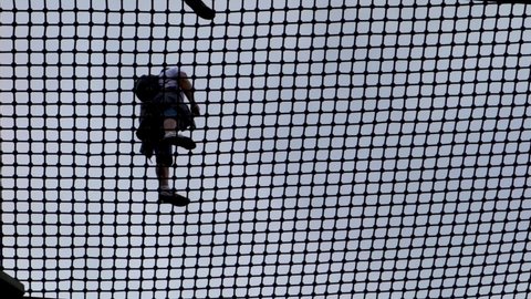 People Walk On Safety Net On Stock Footage Video (100% Royalty-free ...