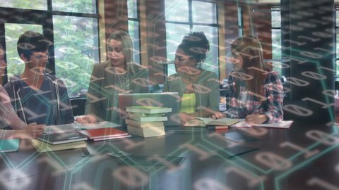 Animation Binary Code Over Multiracial Female Stock Footage Video (100% ...