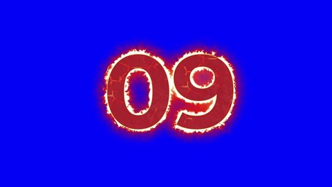 Fire Effects Number 09 On Blue Stock Footage Video (100% Royalty-free ...
