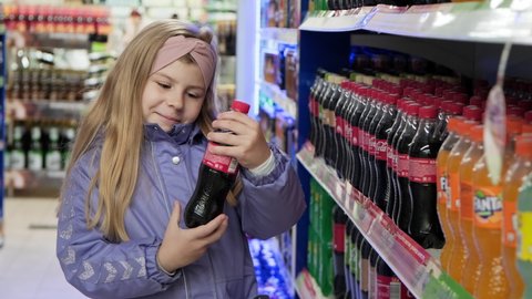 Little Girl Taking Bottle Coca Cola Stock Footage Video (100% Royalty ...