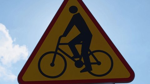Triangle Bicycle Sign Transit Prohibited Bicycles Stock Footage Video ...