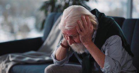 Old Unwell Caucasian Man Crying Over Stock Footage Video (100% Royalty ...