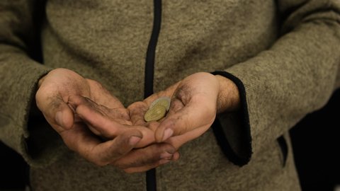Beggar Receiving Coins Poor Man Begging Stock Footage Video (100% ...