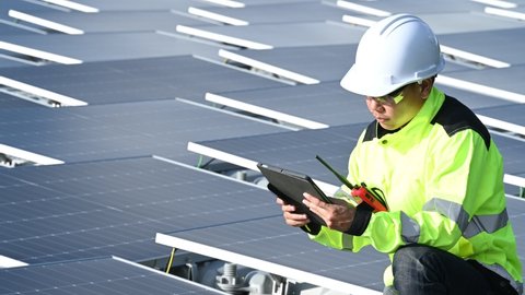 Asian Engineer Working Floating Solar Power Stock Footage Video (100% ...