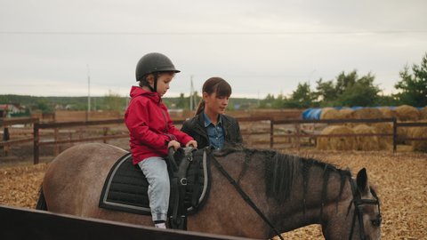 Toddler Riding Horse First Time Pony Stock Footage Video (100% Royalty ...