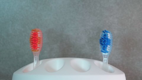 Soft Focus Toothbrushes White Case Appear Stock Footage Video (100% ...