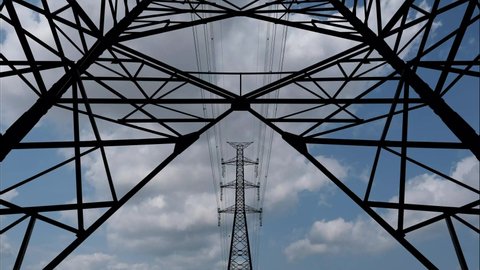 Electric Transmission Towers Pylon Time Lapse Stock Footage Video (100% ...