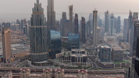 Aerial View Tallest Towers Dubai Downtown Stock Footage Video (100% ...
