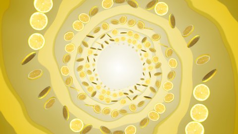 Falling Lemons Slices Fruits Animation Background Stock Footage Video ...