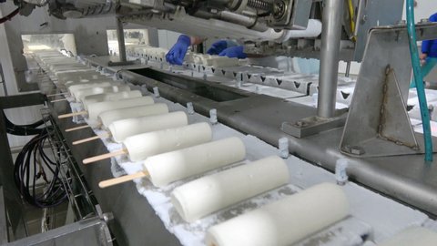 Working Production Line Produce Ice Cream Stock Footage Video (100% ...