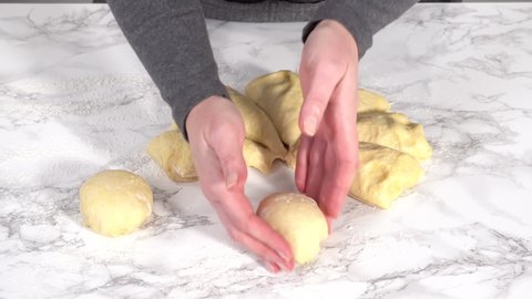 Step By Step Dividing Bread Dough Stock Footage Video (100% Royalty ...
