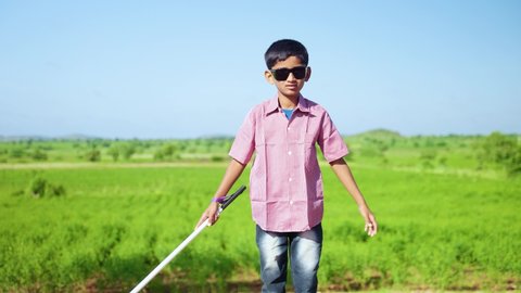 Indian Teeneger Blind Kid Eyeglasses Enjoying Stock Footage Video (100% ...