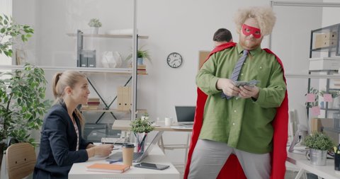 Funny Guy Wearing Red Cape Mask Stock Footage Video (100% Royalty-free ...