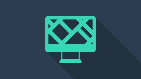 Turquoise Computer Monitor Folded Map Location Stock Footage Video (100 ...