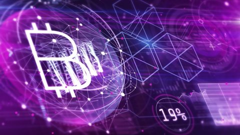 Animated Cryptocurrencies Data Flow Virtual Space Stock Footage Video ...