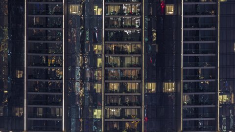 Illuminated Panoramic Windows Apartments High Class Stock Footage Video ...
