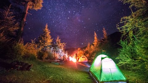 Timelapse Camping Bonfire Under Stars Night Stock Footage Video (100% ...