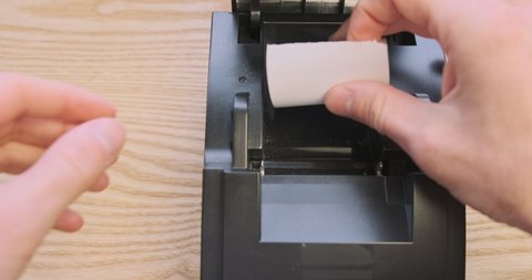 Replacing Thermal Paper Roll Receipt Printer Stock Footage Video (100% ...