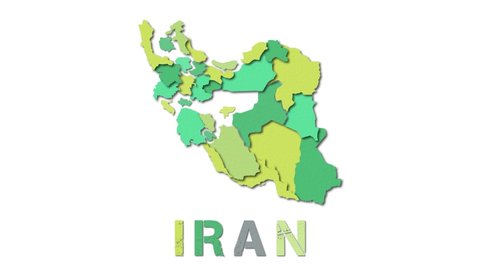 Iran Map Paper Regions Animated Country Stock Footage Video (100% ...