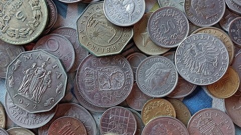 Coin Background World Coins Collection Coin Stock Footage Video (100% ...