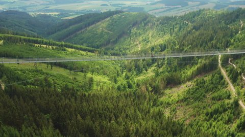Suspension Sky Bridge Over Valley Between Stock Footage Video (100% ...