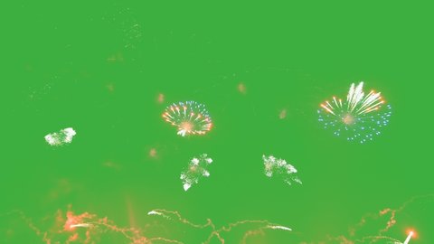 Abstract Firework On Green Chroma Key Stock Footage Video (100% Royalty ...