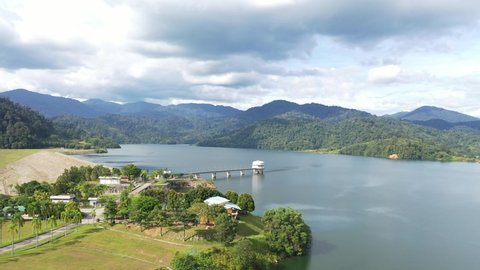 Selangor River Dam Cinematic Aerial Drone Stock Footage Video (100% ...