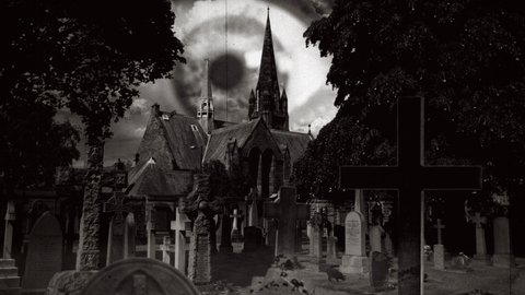 Eye Watching Spooky Graveyard Stormy Sky Stock Footage Video (100% ...