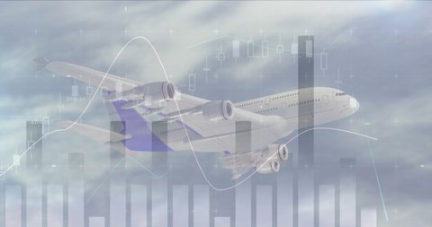 Animation Graph Data Processing Over Aeroplane Stock Footage Video (100 ...