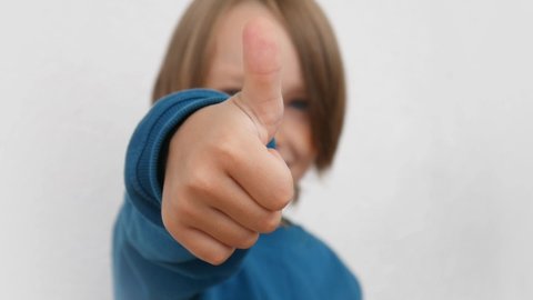 Closeup Happy Boys Hand Showing Thumb Stock Footage Video (100% Royalty ...