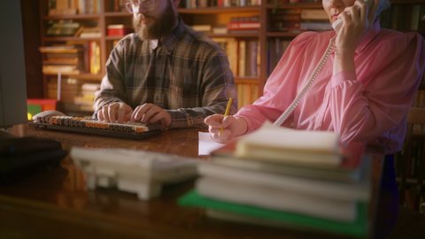 Female Secretary System Administrator Working Retro Stock Footage Video ...