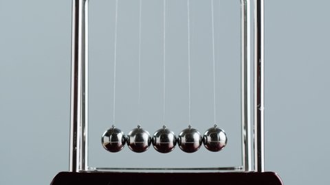 Newton Balls Closeup Five Metallic Pendulums Stock Footage Video (100% ...